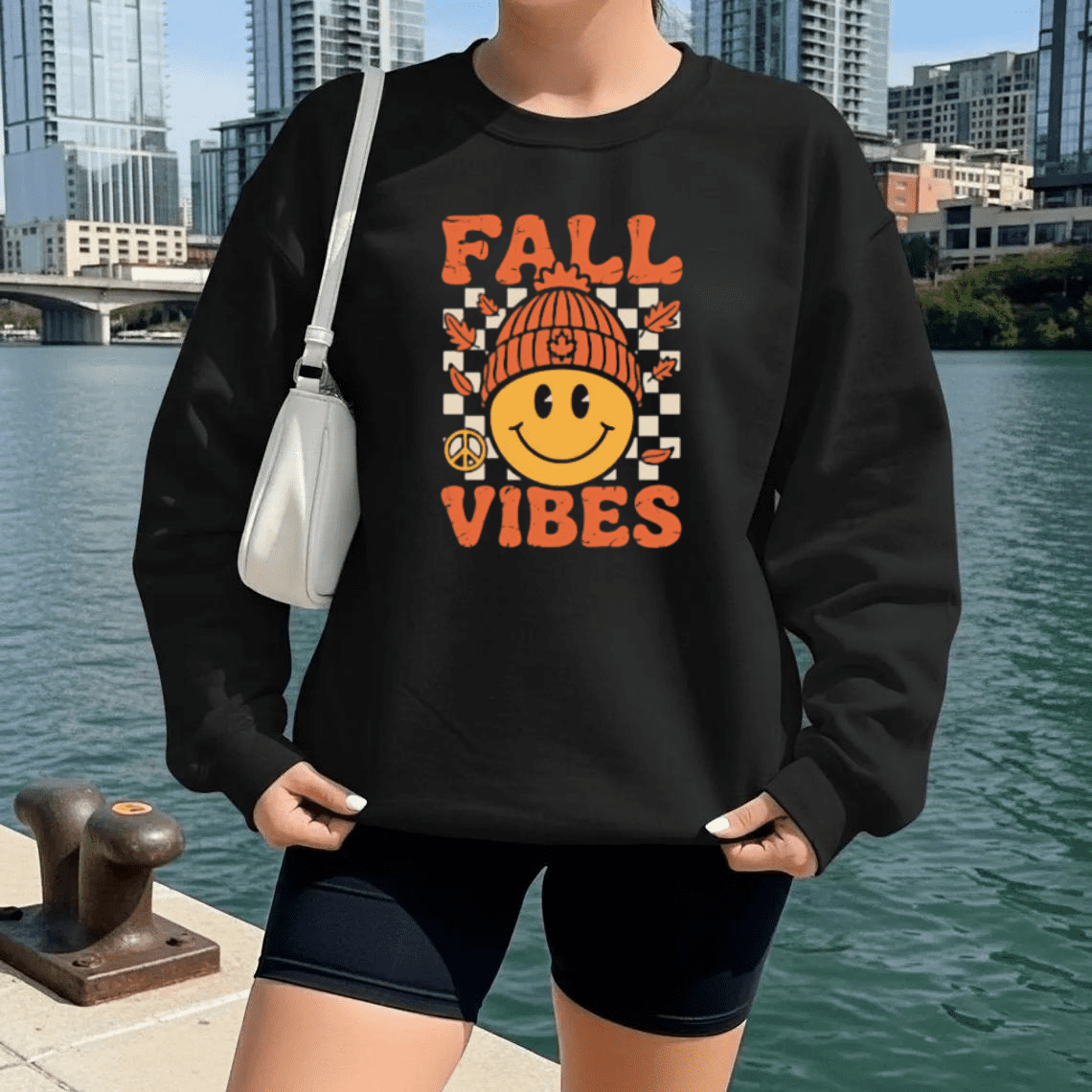Fall Vibes Smile Face Autumn Thanksgiving Season Gift Sweatshirt, up to ...
