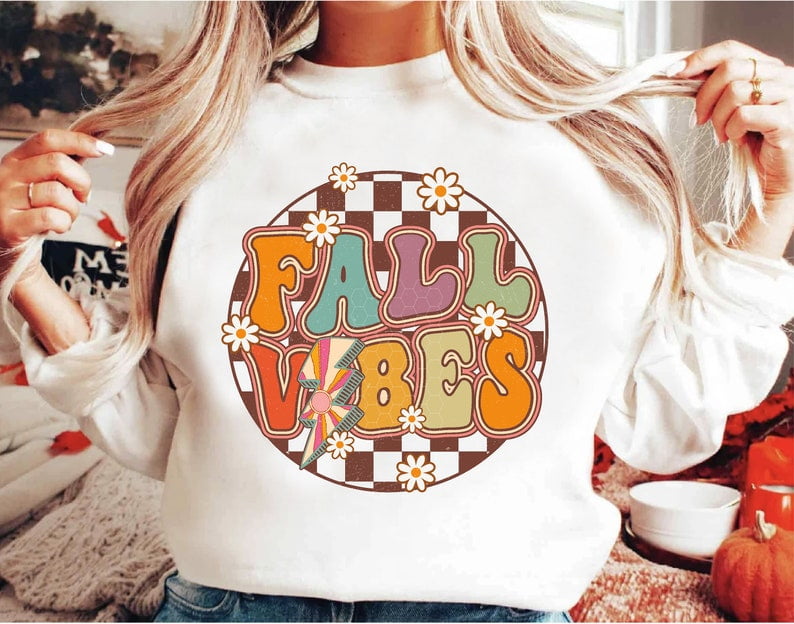 Fall Vibes Sweatshirt, Retro Autumn Shirt with Lightning Bolt and ...