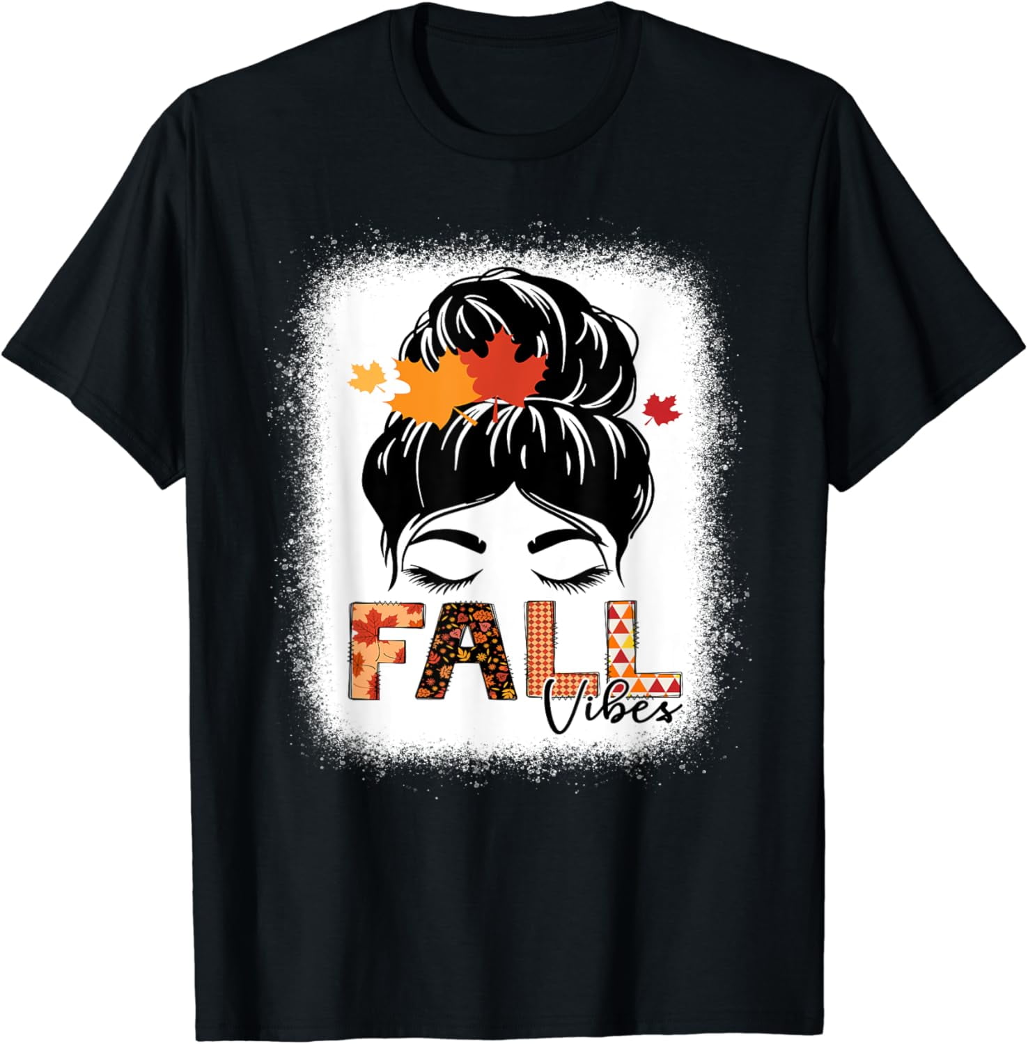 Fall Vibes Vintage Messy Bun Fall Season Retro Autumn T-Shirt - Walmart.com