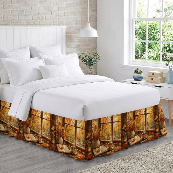 Fall View Bed Skirt California King Size 18 Inch Drop, Window Landscape ...