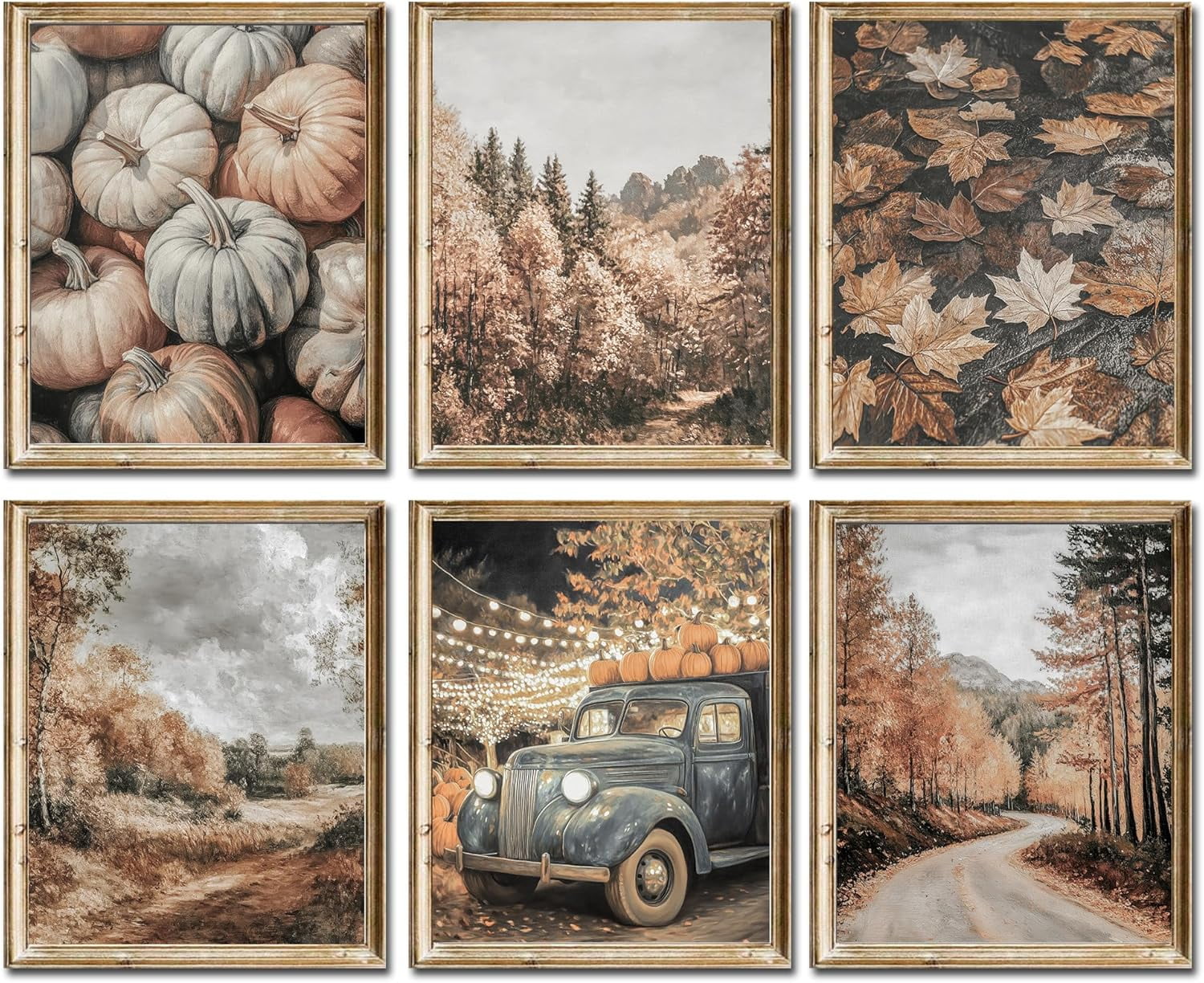Fall Vintage Wall Art Prints 8 x10, Farmhouse Autumn Scenery Picture ...