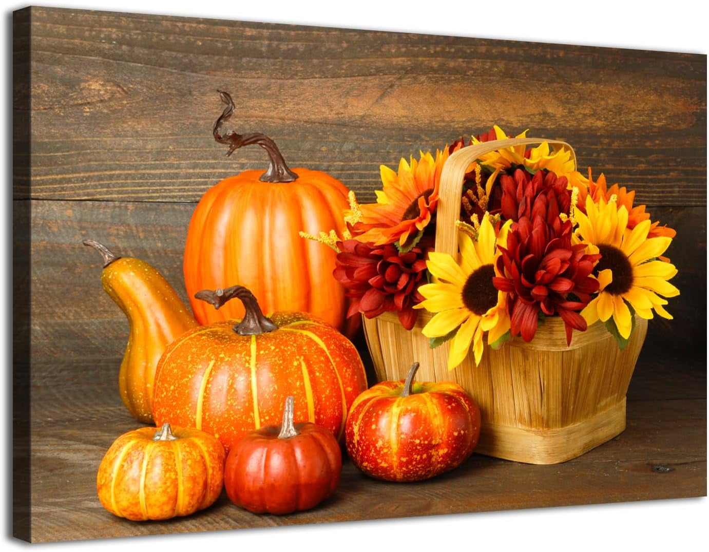 Fall Wall Art Pumpkin Sunflower Pictures Kitchen Dining Room Wall Decor ...