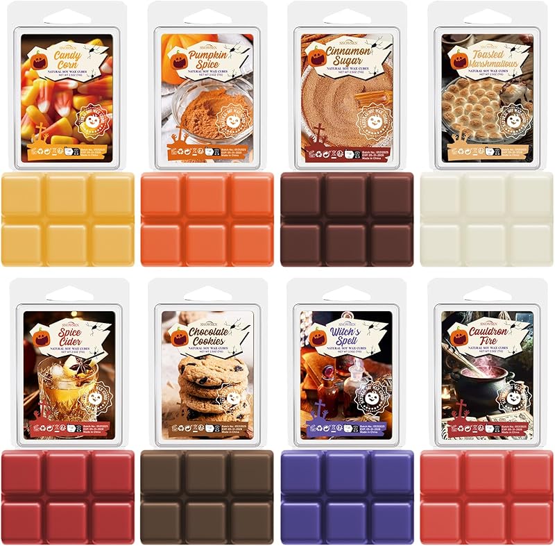Fall Wax Melts, 8 Pack Scented Wax Cubes, Soy Wax Cubes Strong Autumn ...