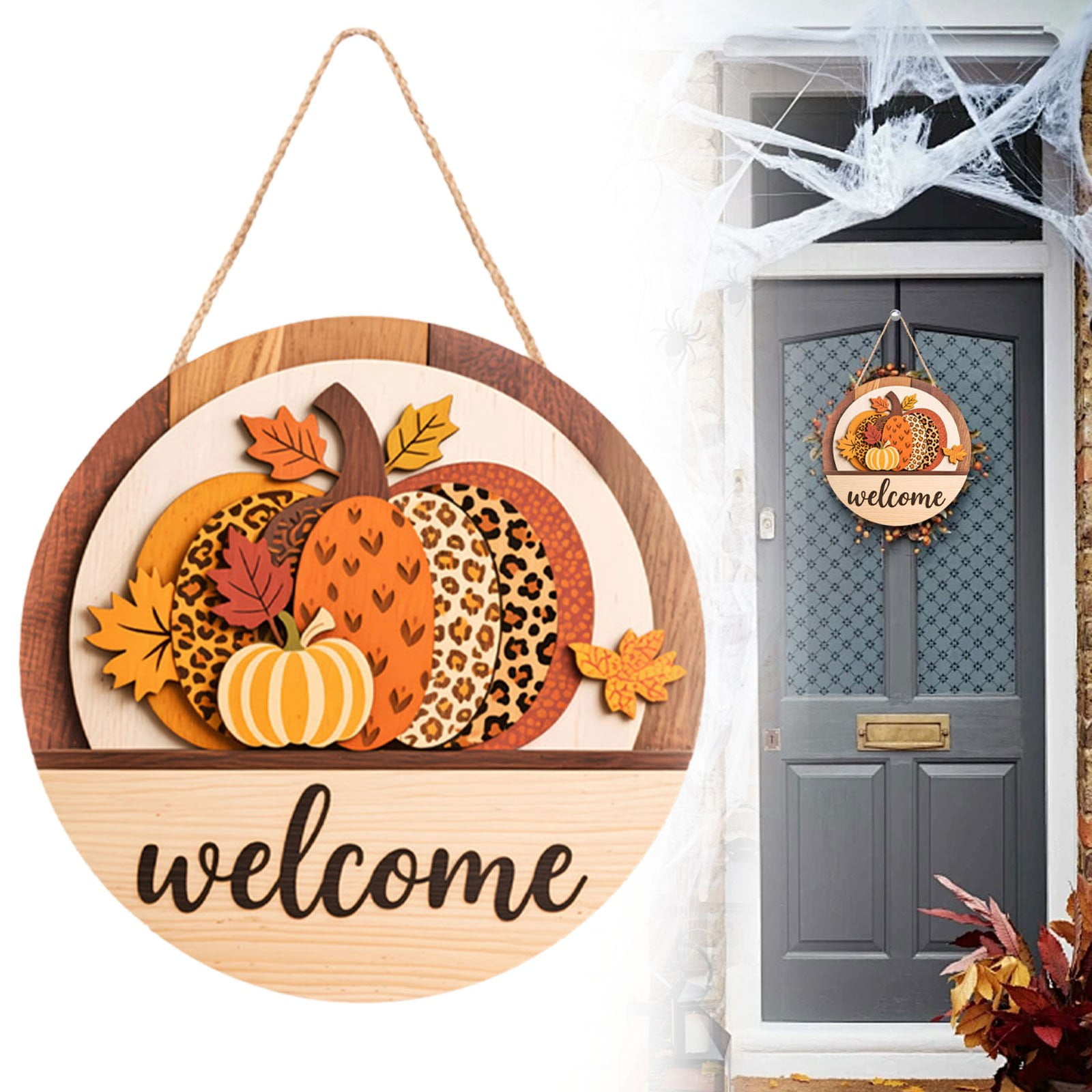 Fall Welcome Door Sign,3D Assorted Pumpkin Wooden Hanging Sign ...