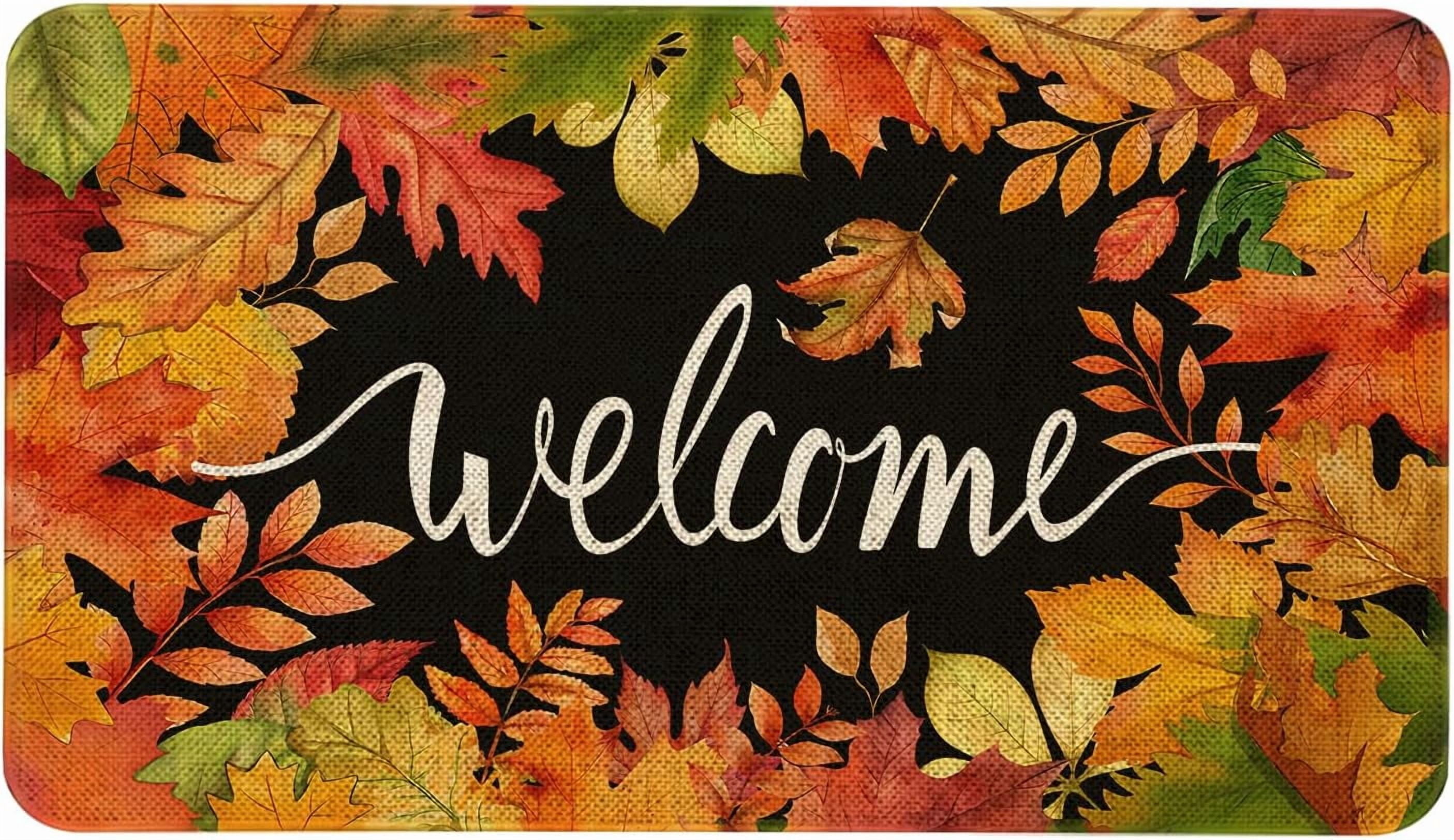 Fall Welcome Doormat 30x17 Inch Fall Leaves Front Door Mat Indoor ...