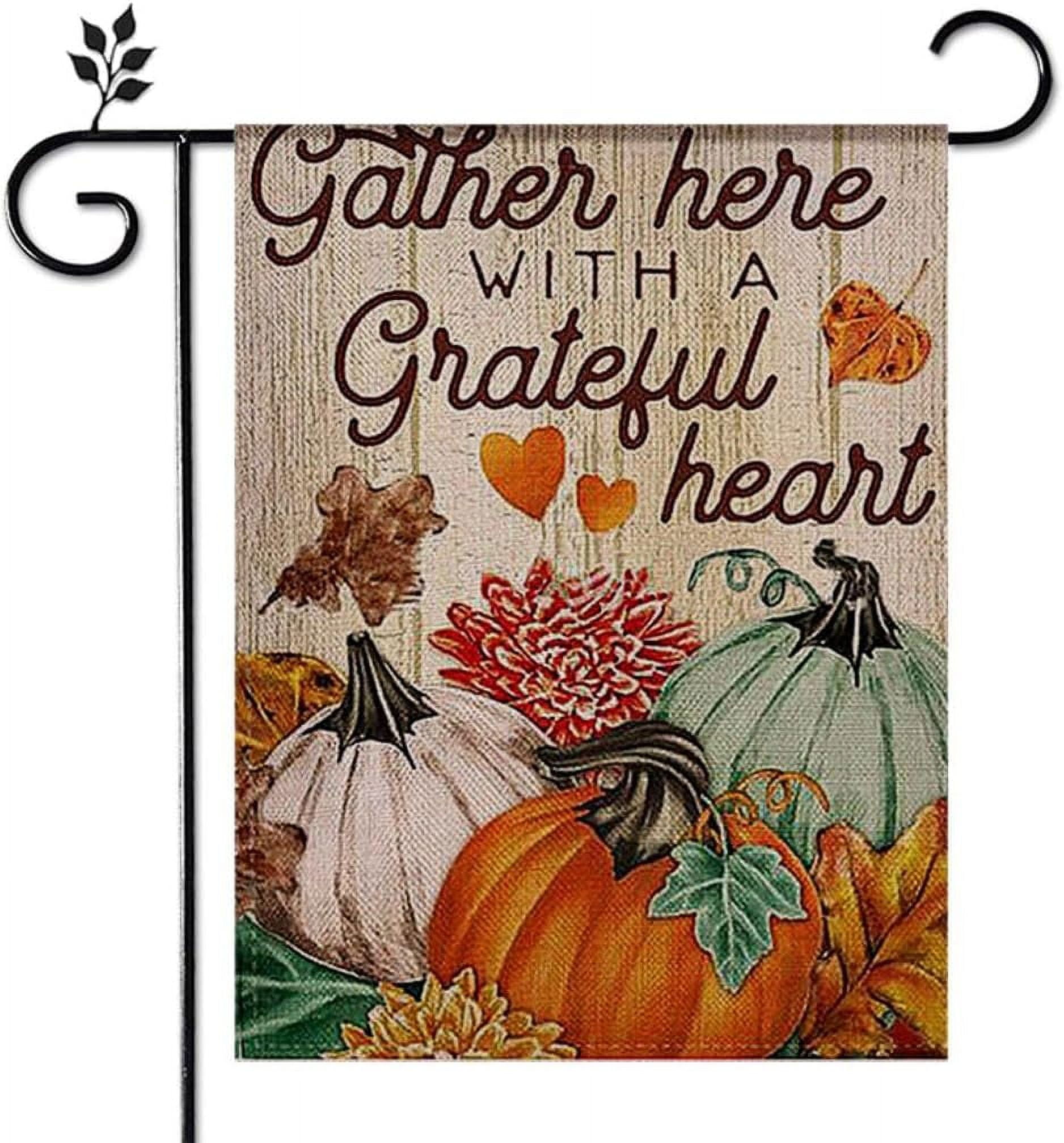 Fall Welcome Garden Flag Floral Thankgiving Double Sided Vertical ...