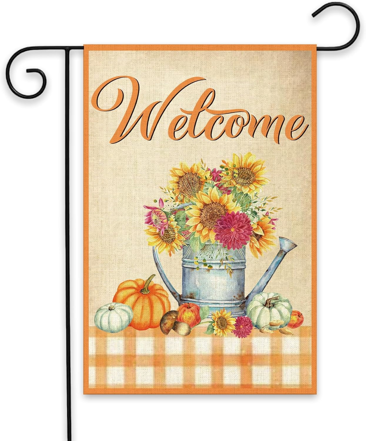 Fall Welcome Garden Flag - Pumpkin Sunflower Yard Sign - Hello Autumn ...