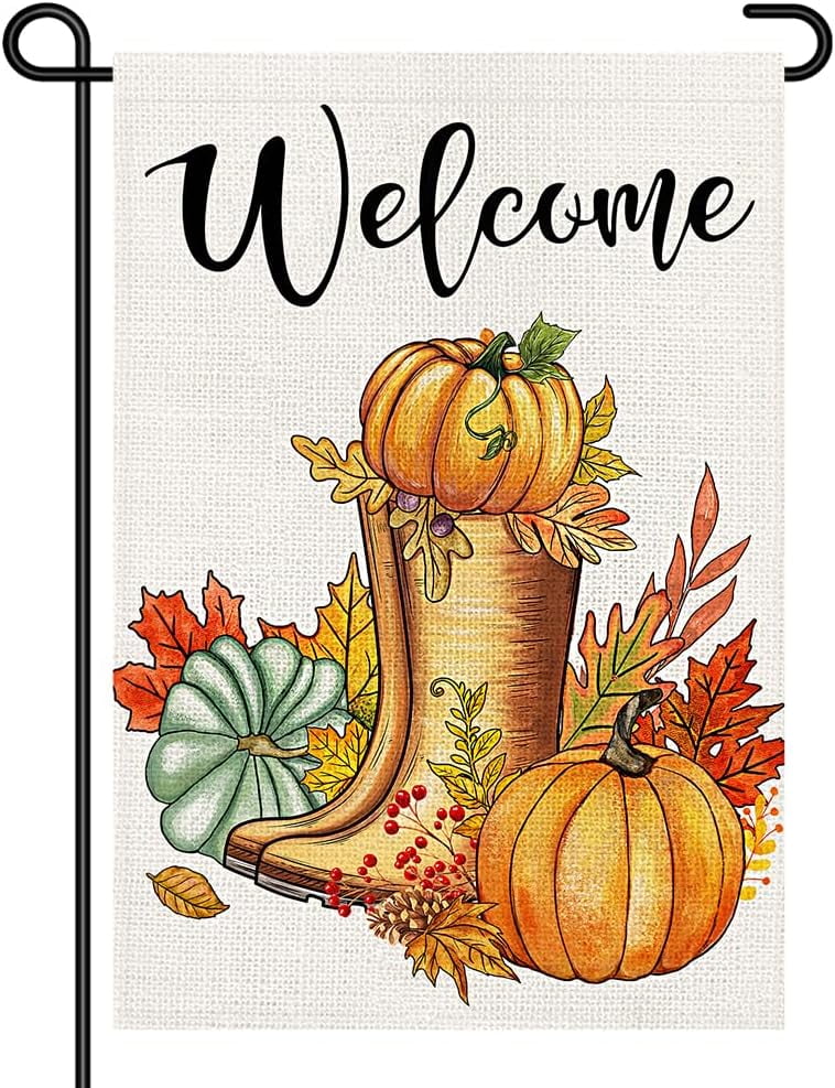 Fall Welcome Garden Flags Burlap Double Sided, Autumn Maple Leaf ...