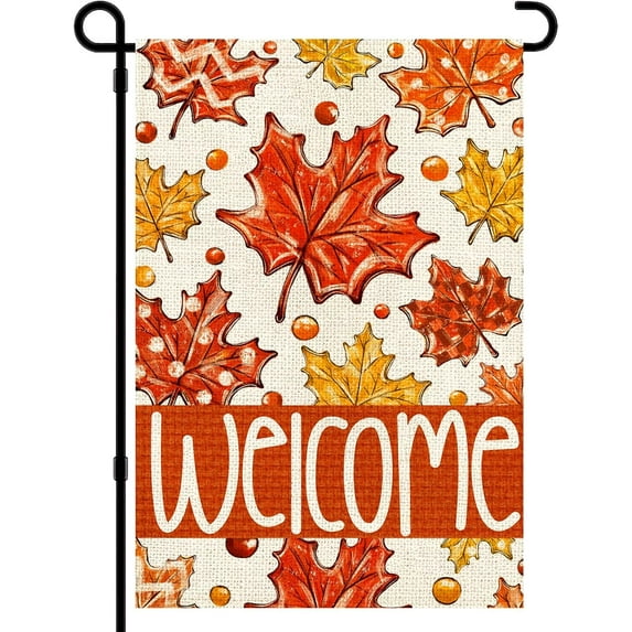 Fall Welcome Maple Leaves Garden Flag 12.5x18 Double Sided Outside ...