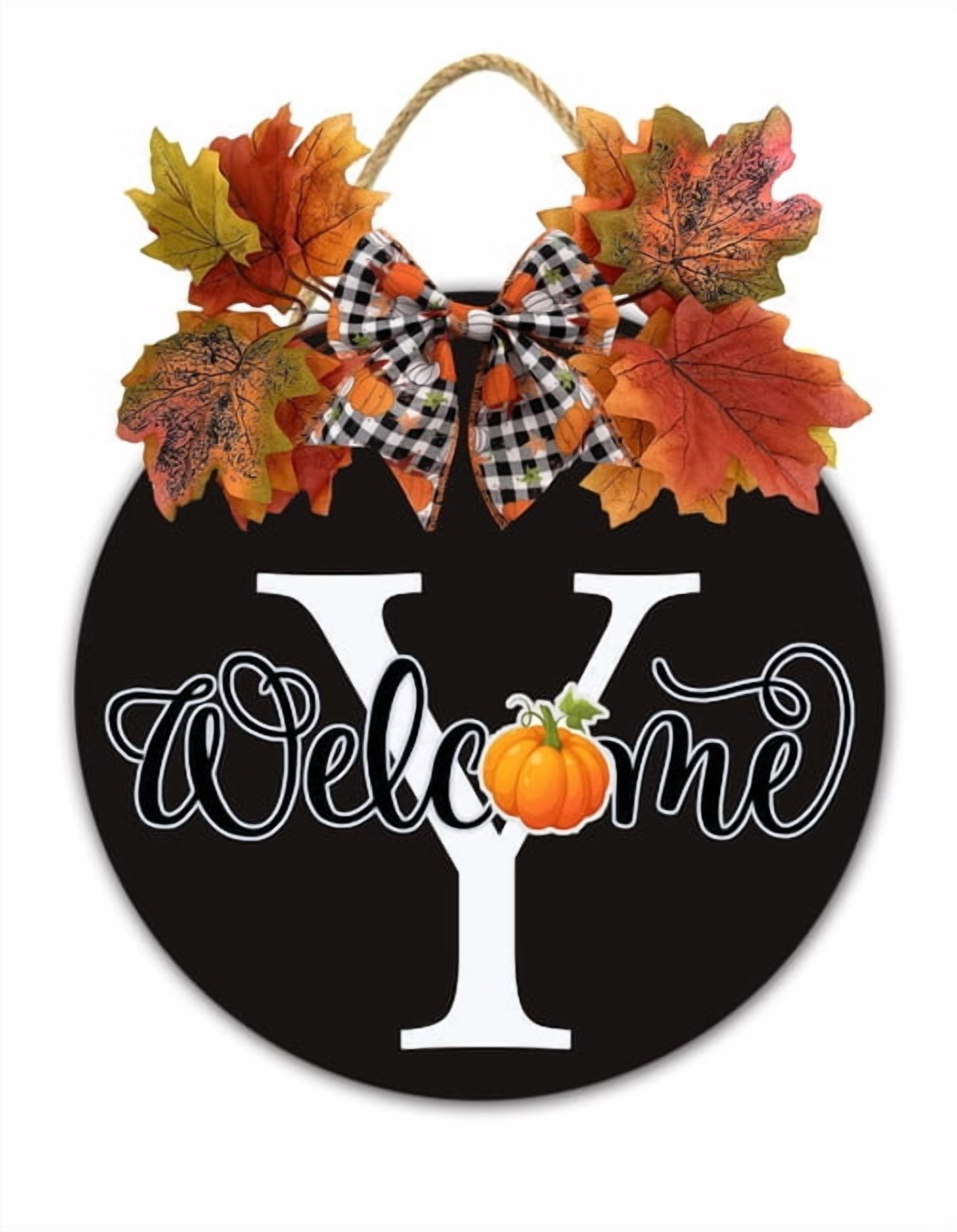 Fall Welcome Sign, Farmhouse Family Name Sign With Initial Letter Y ...