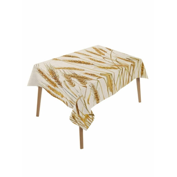 Fall Wheat Table Cloth, Autum Botanical Rustic Yellow Orange Waterproof ...