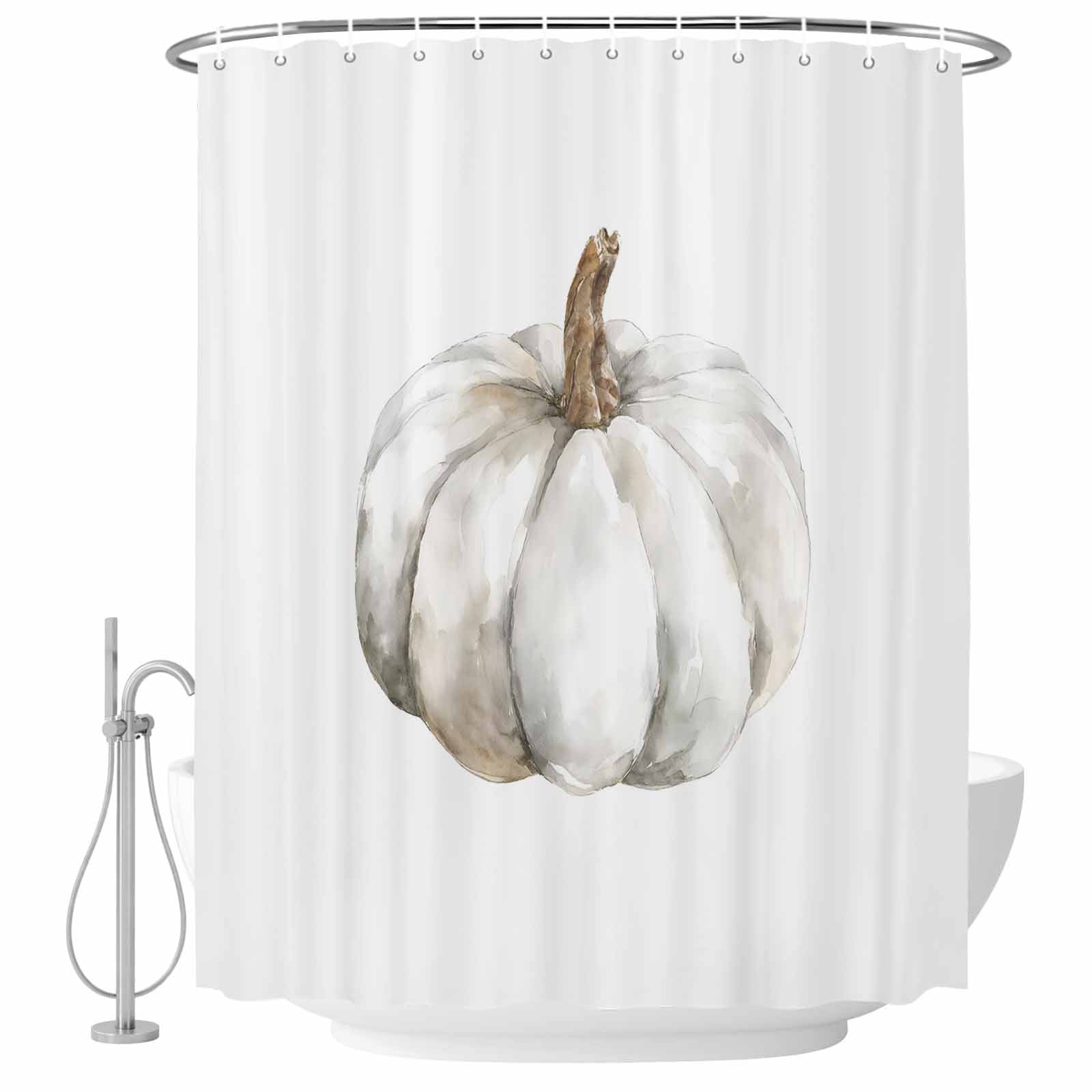 Fall White Pumpkins Shower Curtain, Waterproof Shower Curtains for ...