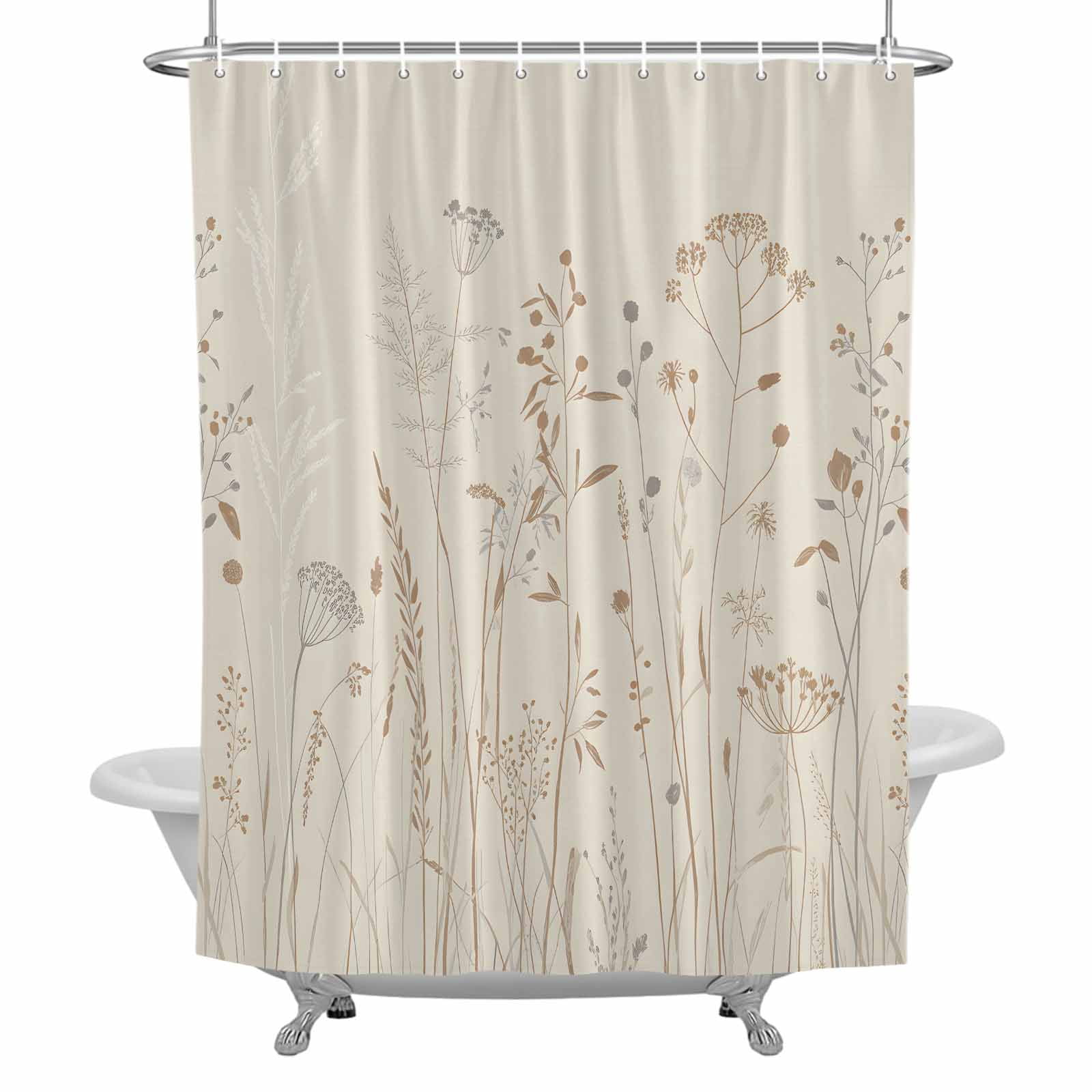 Fall Wildflowers Shower Curtain for Bathroom, Flowers Leaves Floral ...