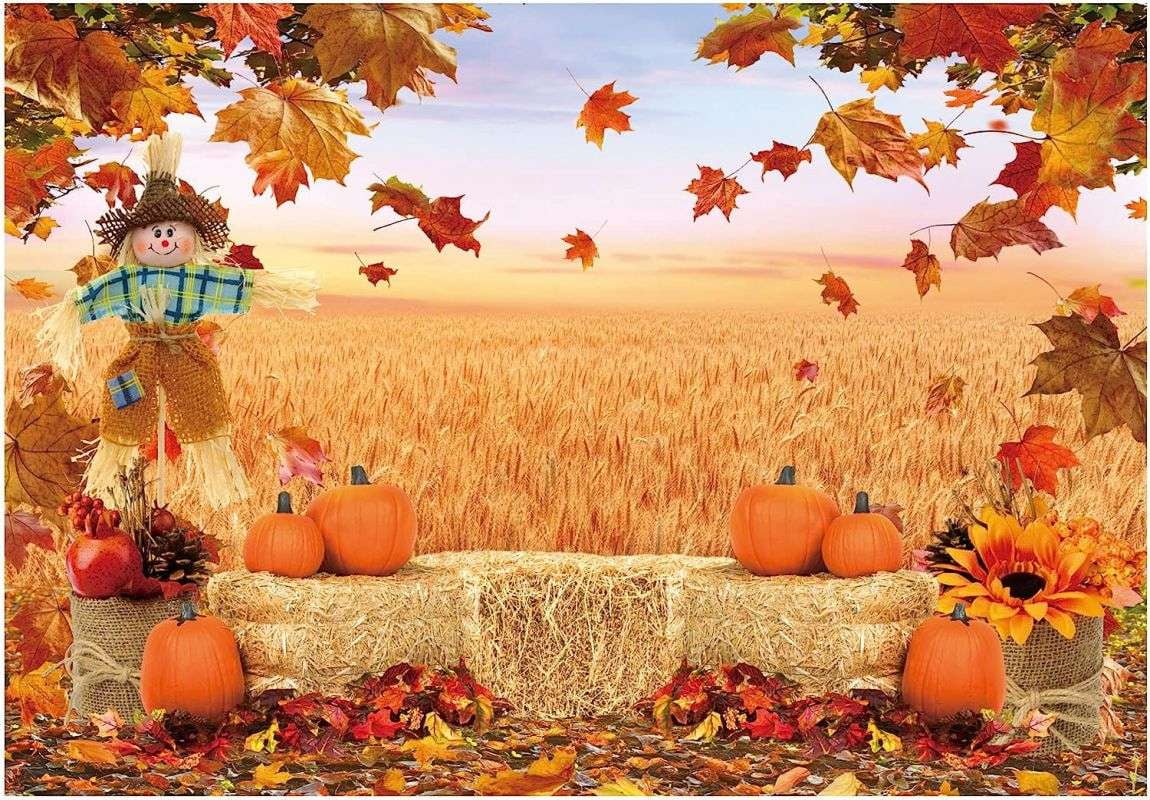 Fall Window Backdrop ration Nature Scenery Peace Bird Wooden Maple Leaf Background for ...