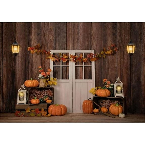 Fall Window Backdrop ration Nature Scenery Peace Bird Wooden Maple Leaf Background for ...