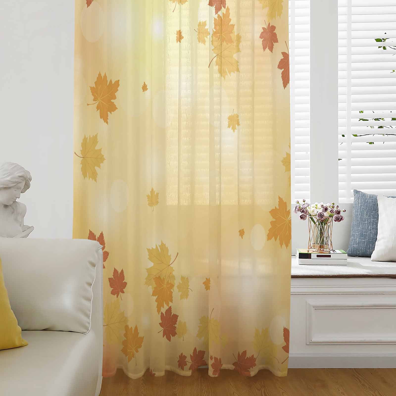 Fall Window Curtain 72 Inches Long, Thanksgiving Autumn Maple Leaf ...