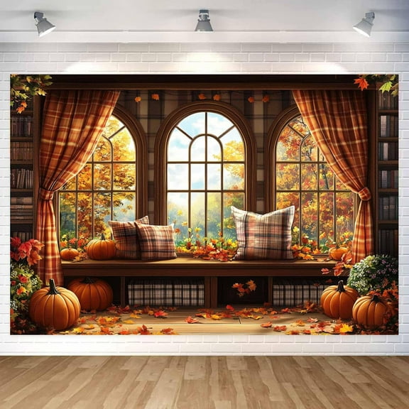 Autumn Backdrop 5 x 3 ft Fall Maple Leaf Photo Thanksgiving Background ...