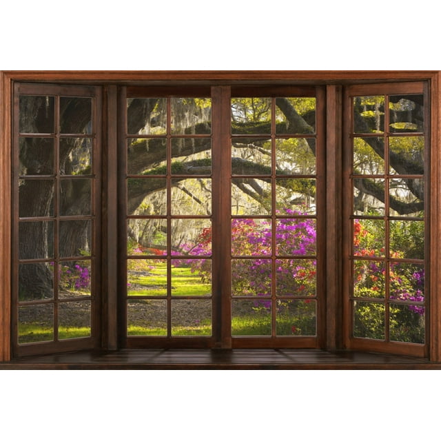 Fall Window Scenery Nature Forest Backdrop Golden Defoliation Harvest ...