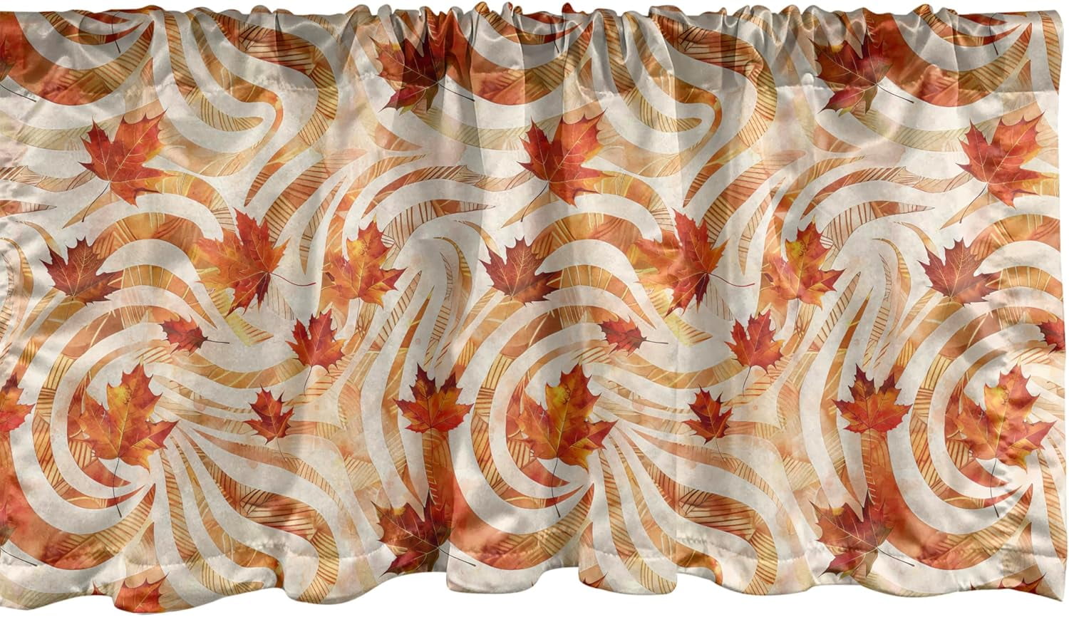 Fall Window Valance Pack of 2, Autumnal Theme with Swirly Intricate ...