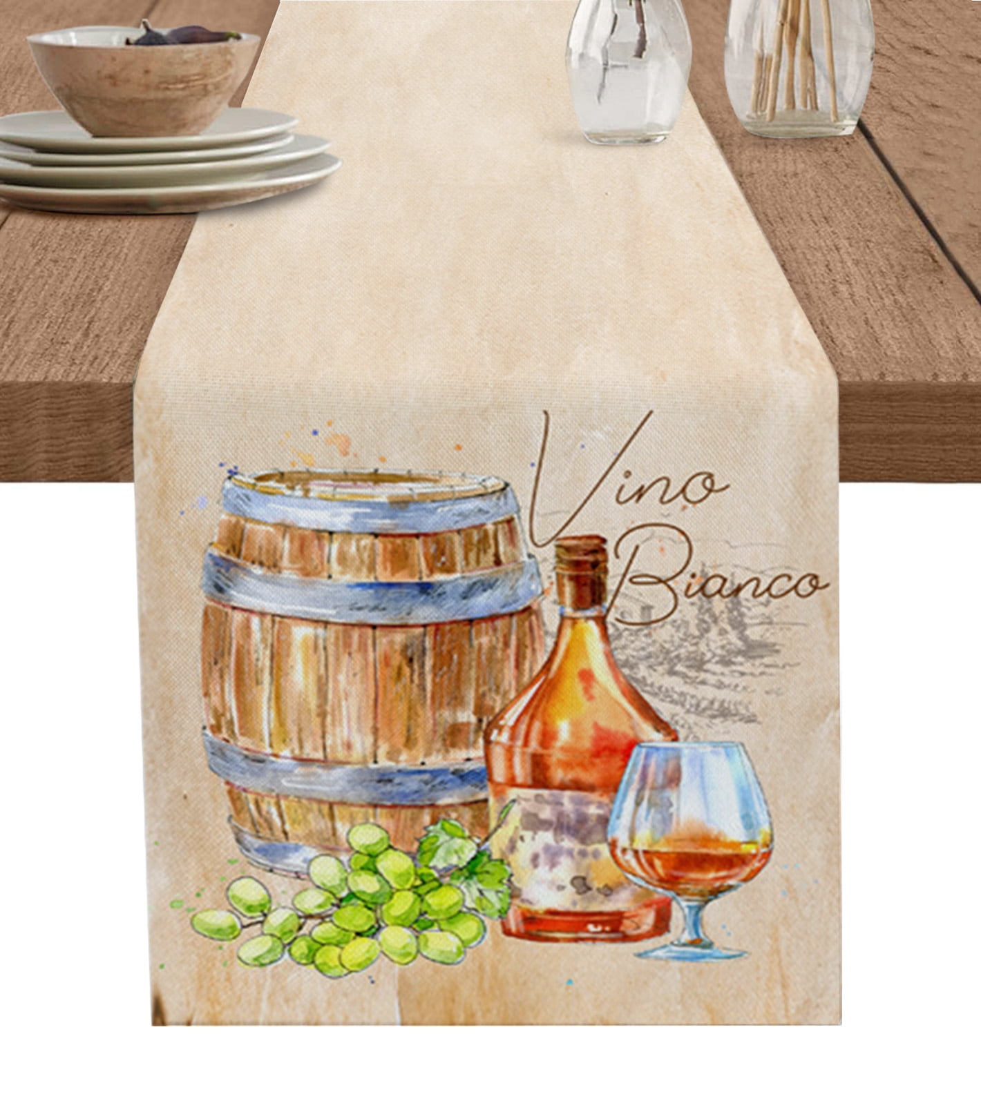 Fall Wine Barrel Retro Table Runner Cotton Linen Wedding r Table Runner ...