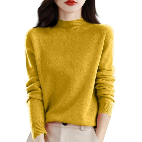 Fall Winter Cash-mere Sweaters for Women Turtleneck Long Sleeve Tops ...