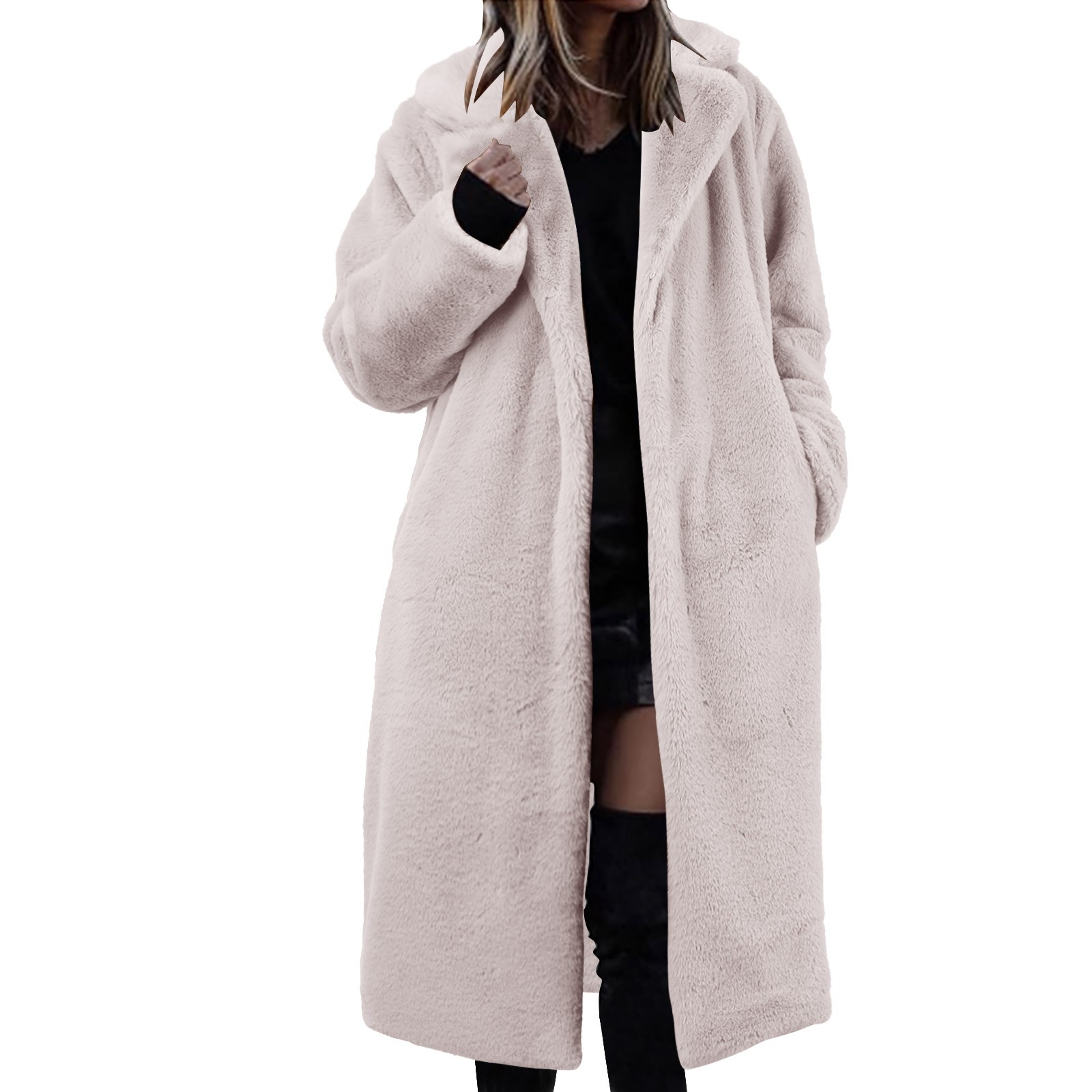 Fall/Winter Jacket,Womens Winter Warm Lapel Fuzzy Coat Jacket Overcoat ...
