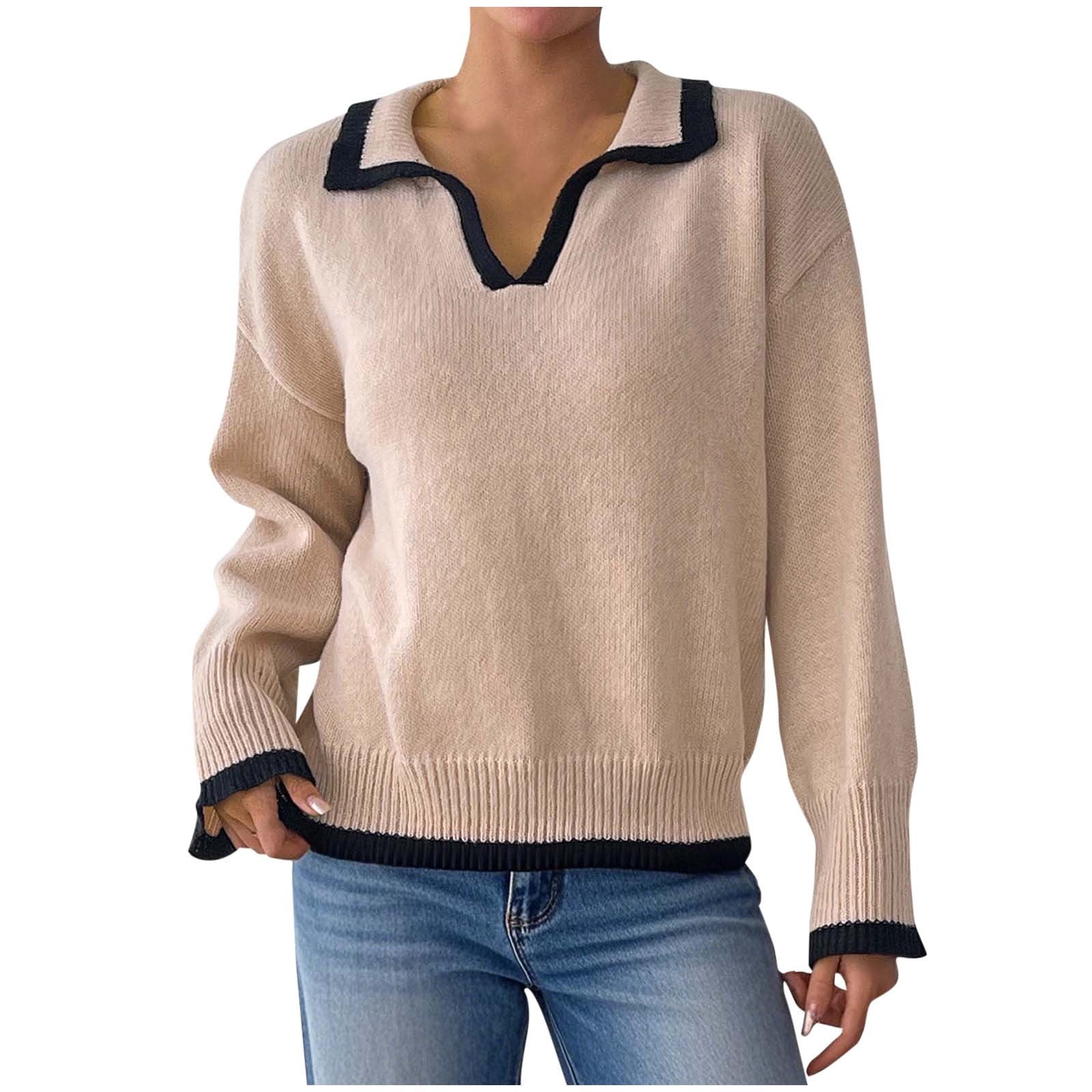 Fall Winter Sweater for Women Furry Cozy Long Sleeve Warm V Neck Color ...