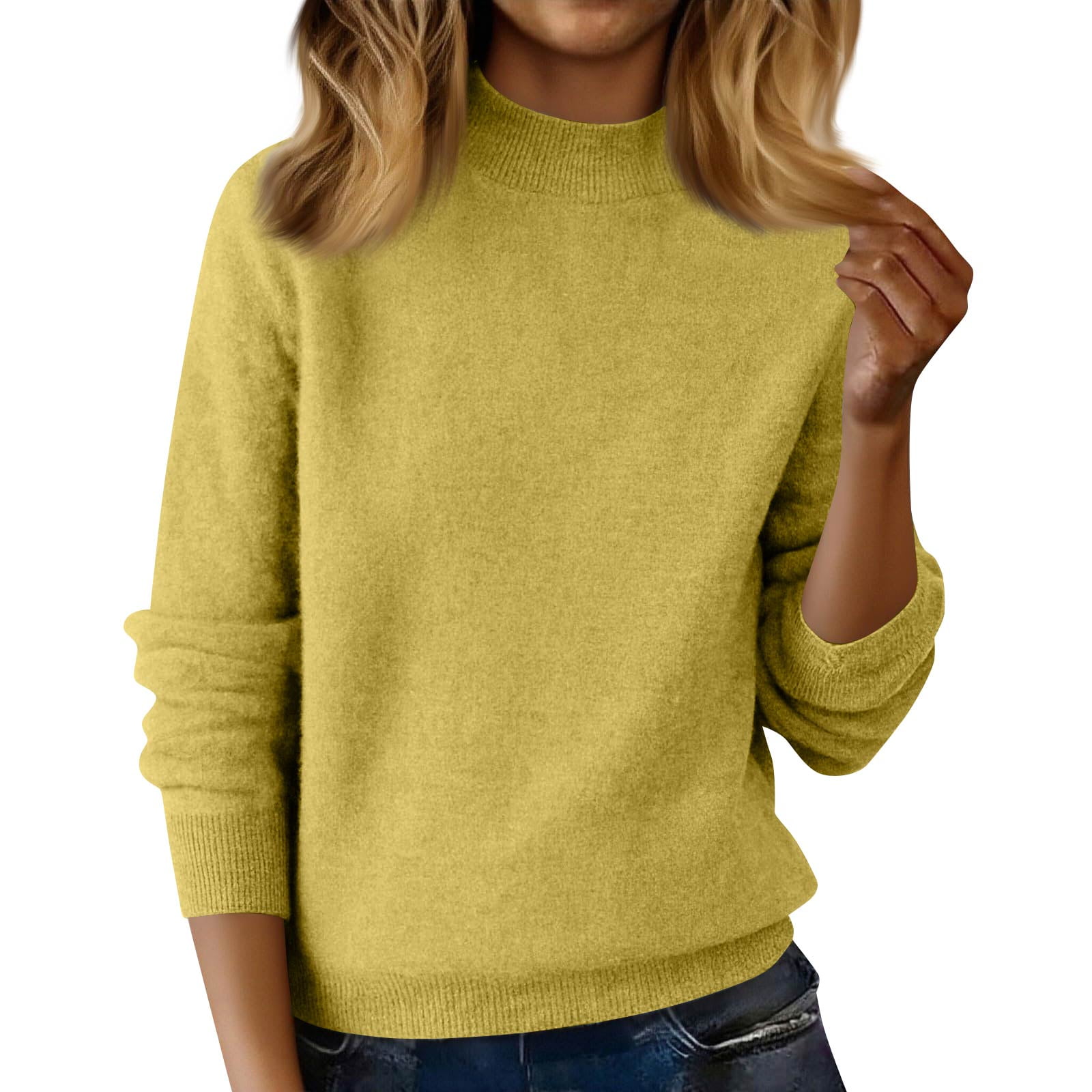 Fall Winter Sweaters for Women Long Sleeve Tops Jumper Knitted Pullover ...