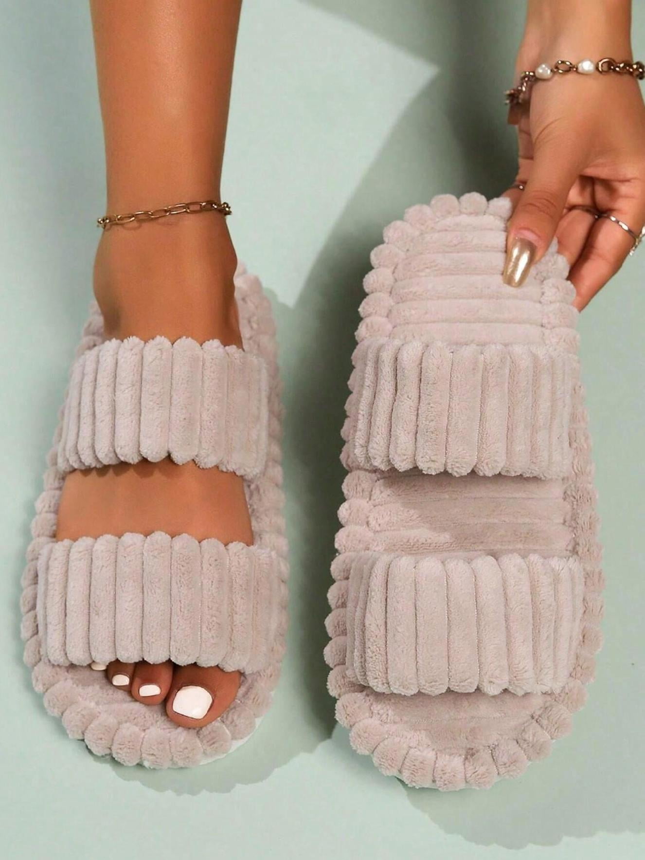 Fall/Winter Women's House Slippers Open Toe Four Seasons Indoor ...