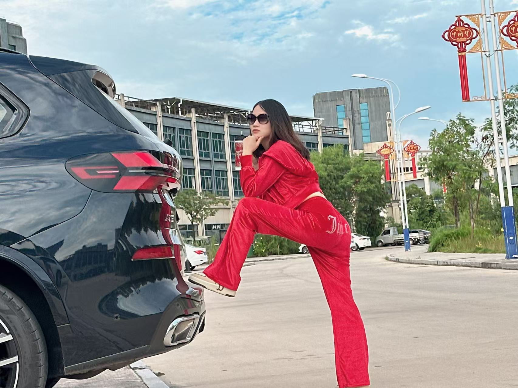 Fall Winter Women's Two-Piece Pantsuit Letter Rhinestone Hooded Jacket ...