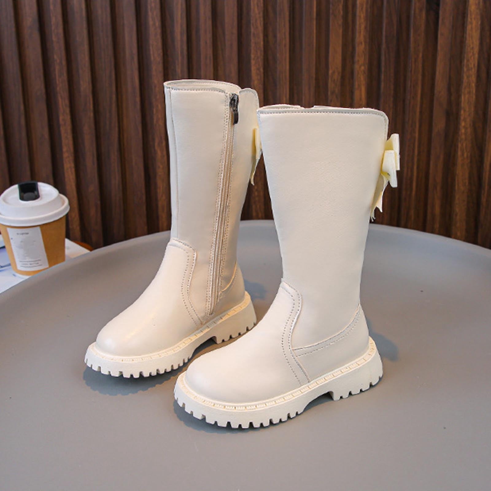 Fall And Winter Zipper High-Top Leather Boots For Older Children ...