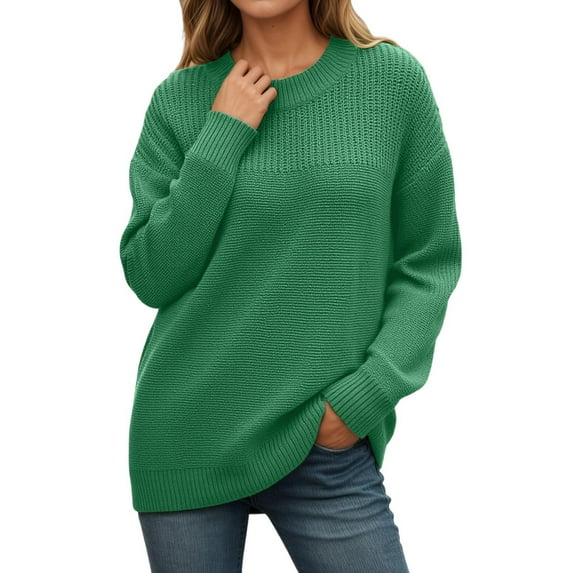 Fall Womens Sweater Turtleneck Solid Ribbed Knit Long Sleeve Loose Fit ...