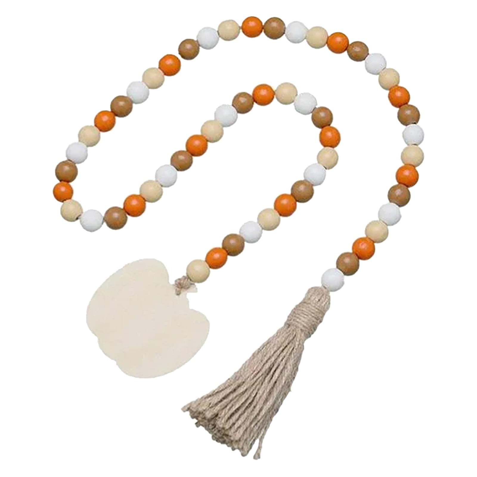 Fall Wood Bead Tassel Pumpkin And Maple Leaves 39 Inch Garland ...