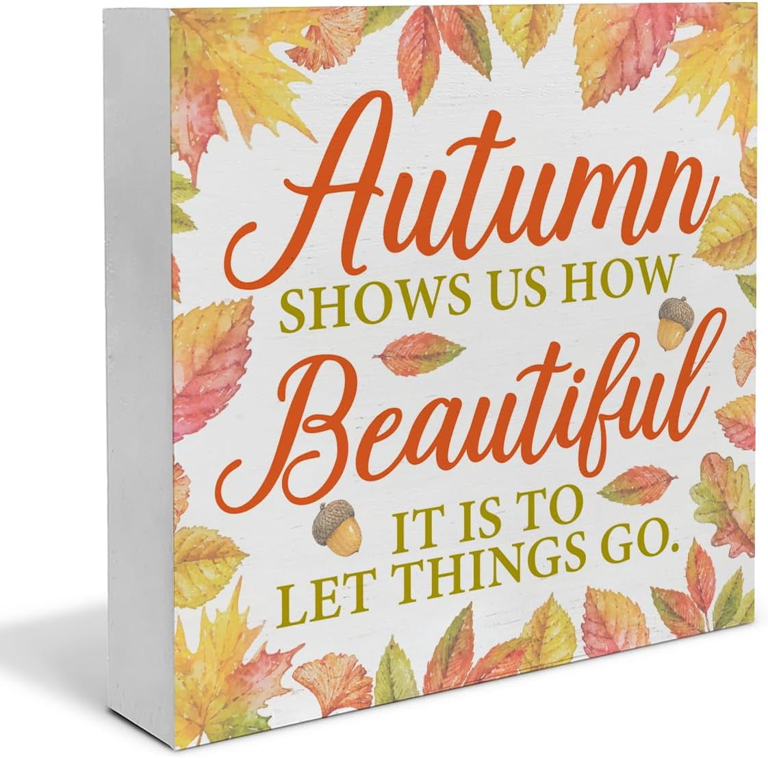 Fall Wood Box Sign Art Desk Decor Autumn Wood Block Sign Autumn Shows ...