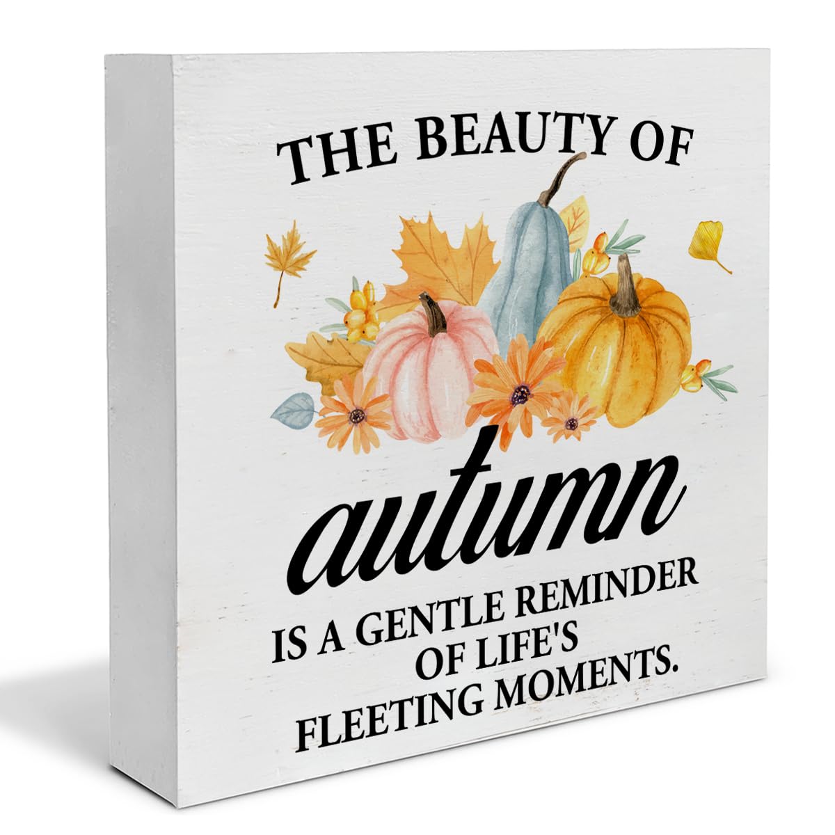 Fall Wood Box Sign EC36 Art Desk Decor Autumn Wood Block Sign the ...