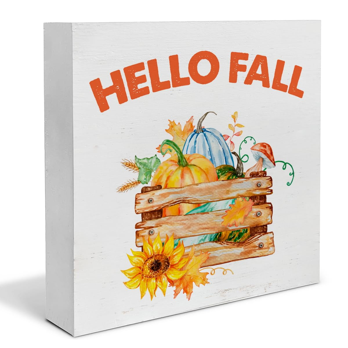 Fall Wood Box Sign EC36 Art Desk Decor Autumn Wood Block Sign Happy ...
