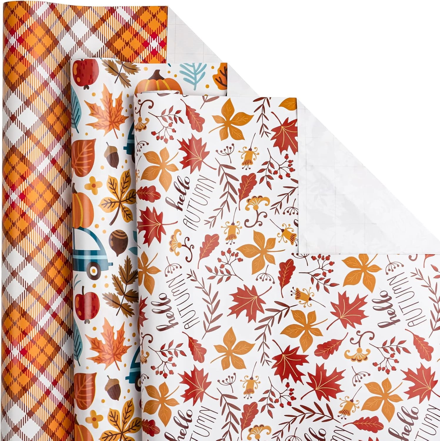 Fall Wrapping Paper Roll - Mini Roll - Maple Leaf with Hello Autumn ...