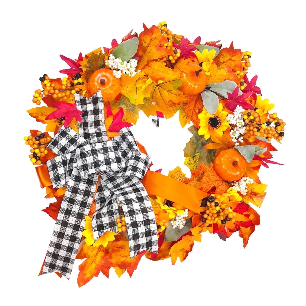 Fall Wreath Autumn Thanksgiving Decoration Artificial Floral Wreaths ...