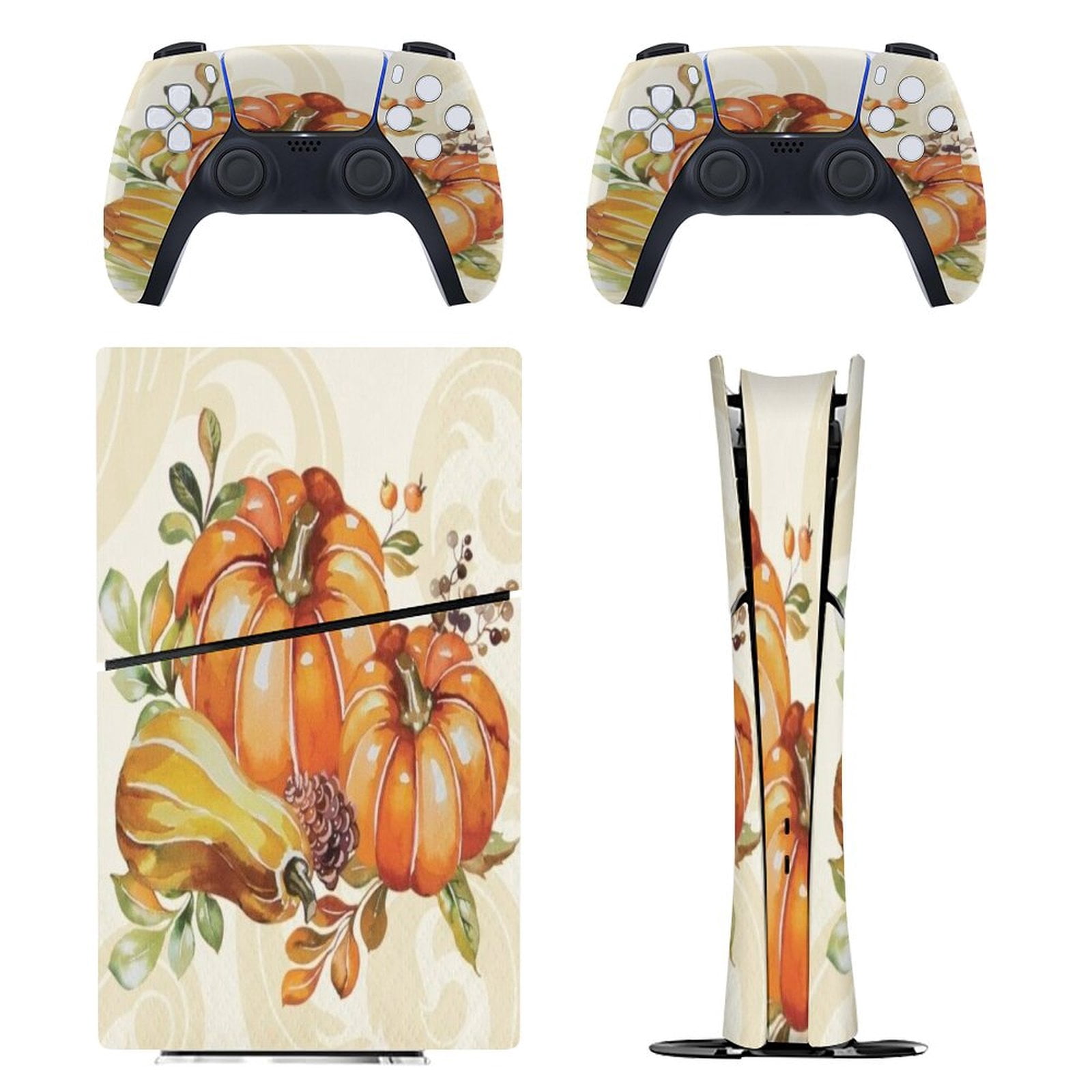 Fall Wreath Autumn Thanksgiving Pumpkins PS5/PS5 Pro/PS5 Slim Digital Disc Skin Sticker For ...