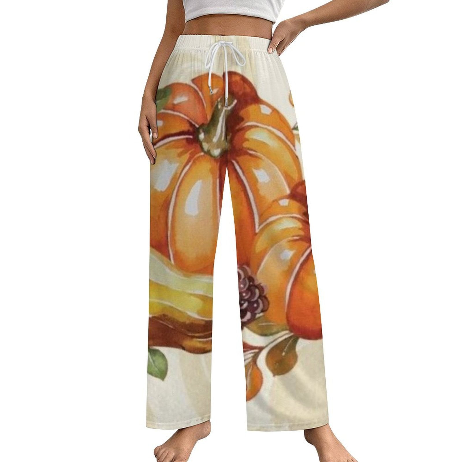 Fall Wreath Autumn Thanksgiving Pumpkins Women's Pajamas Pajama Pants ...