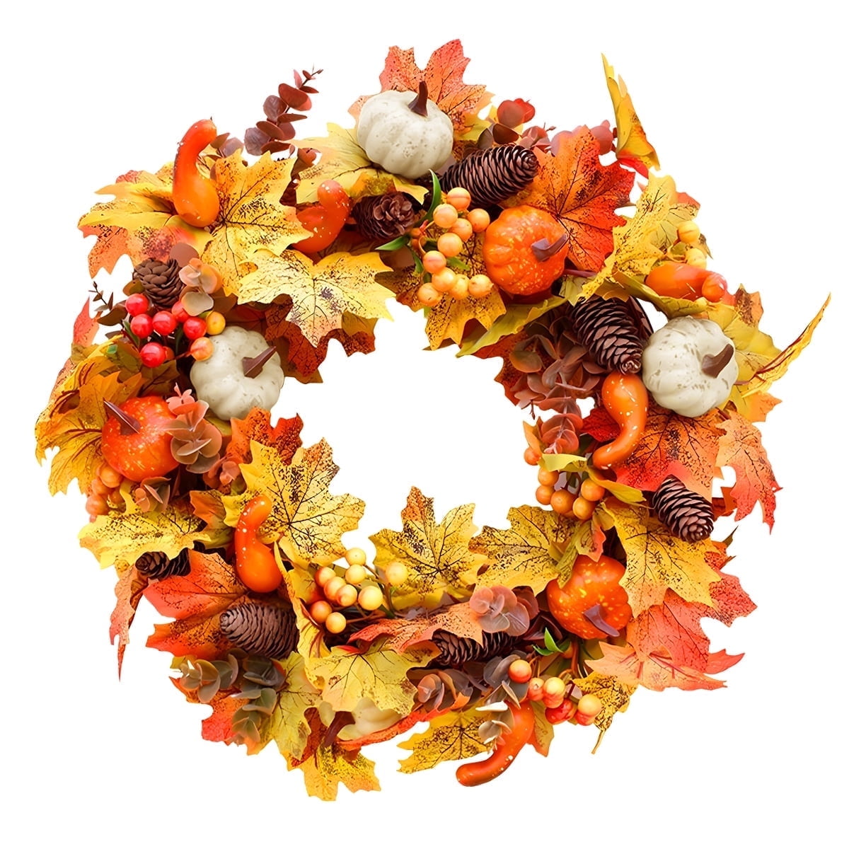 Fall Wreath, Fall Wreath with Maple Pumpkin,18 inch Autumn Sign Wreaths ...