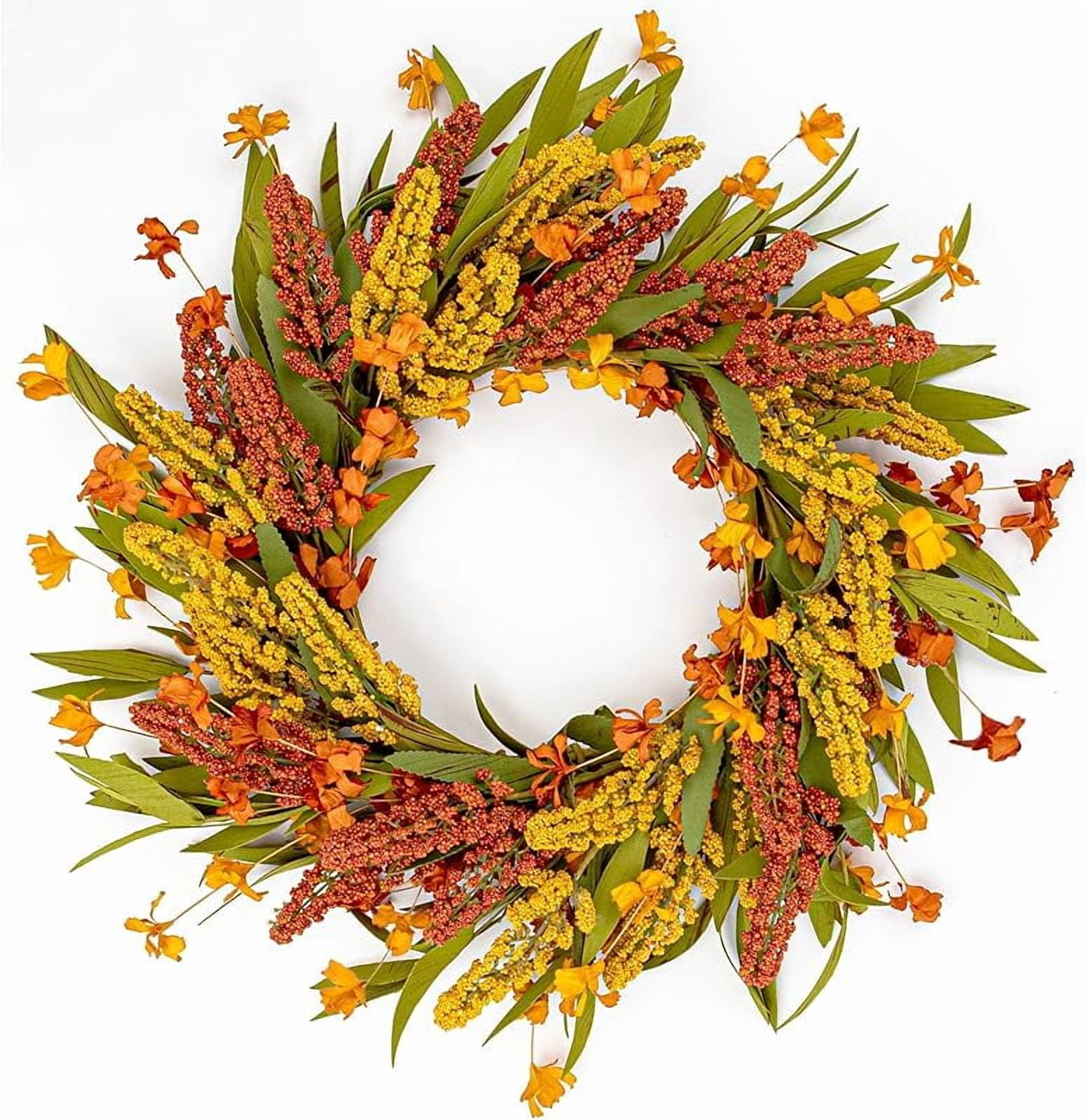 Fall Wreath for Front Door 20 Inch Autumn Wreaths Artificial ...