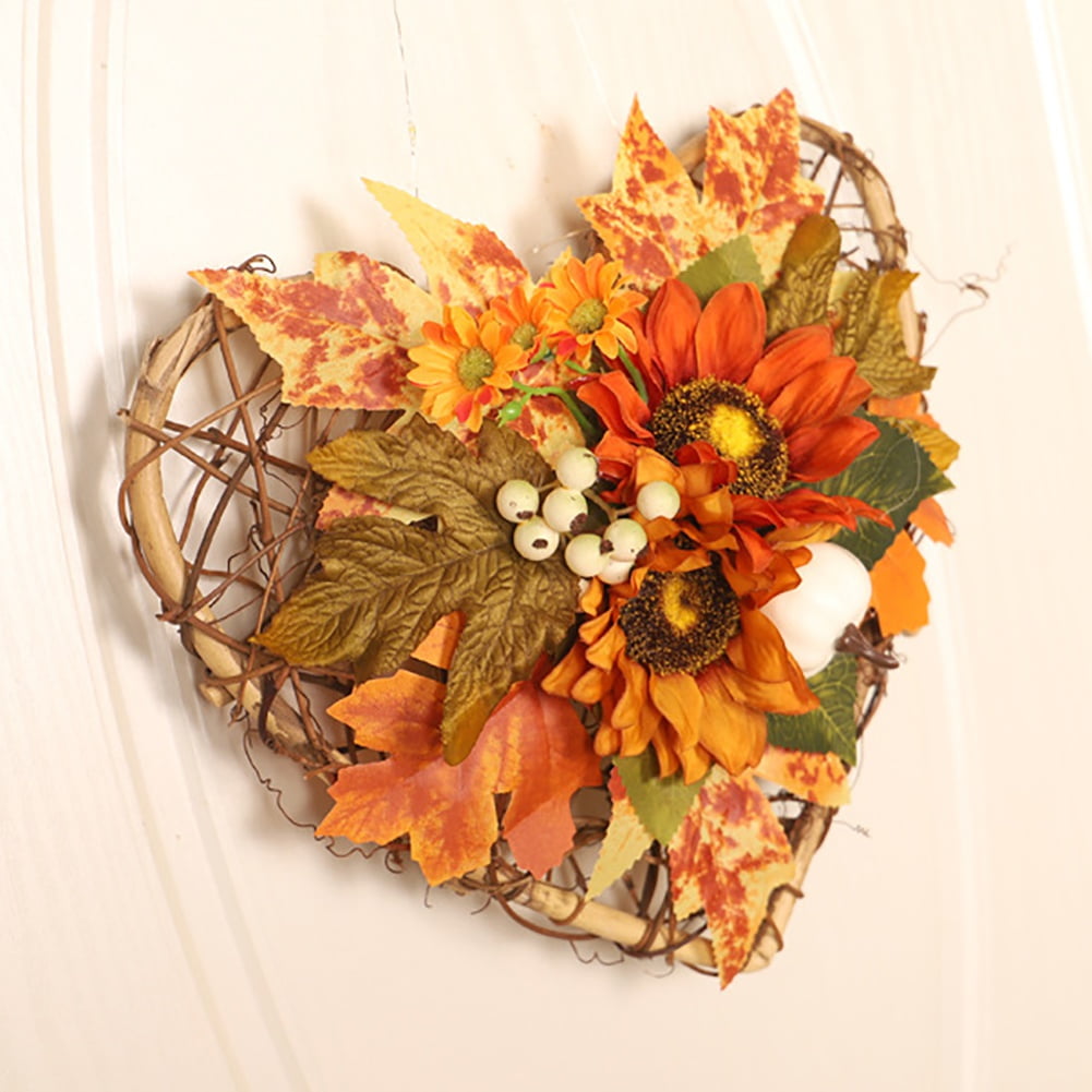Fall Wreath, Large Autumn Harvest Wreath with Pumpkins, Artificial ...
