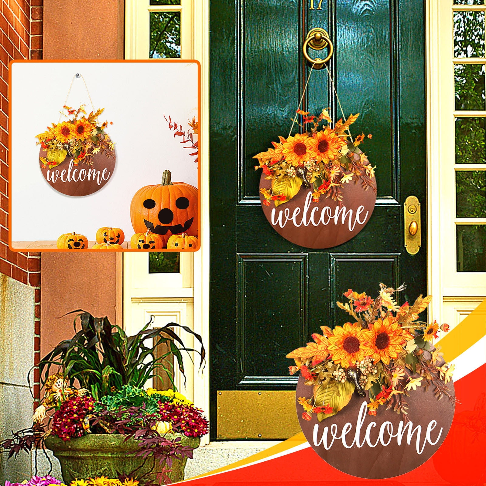 Fall Wreath Sunflower Door Listing Hanging Wall Hanging Decoration ...