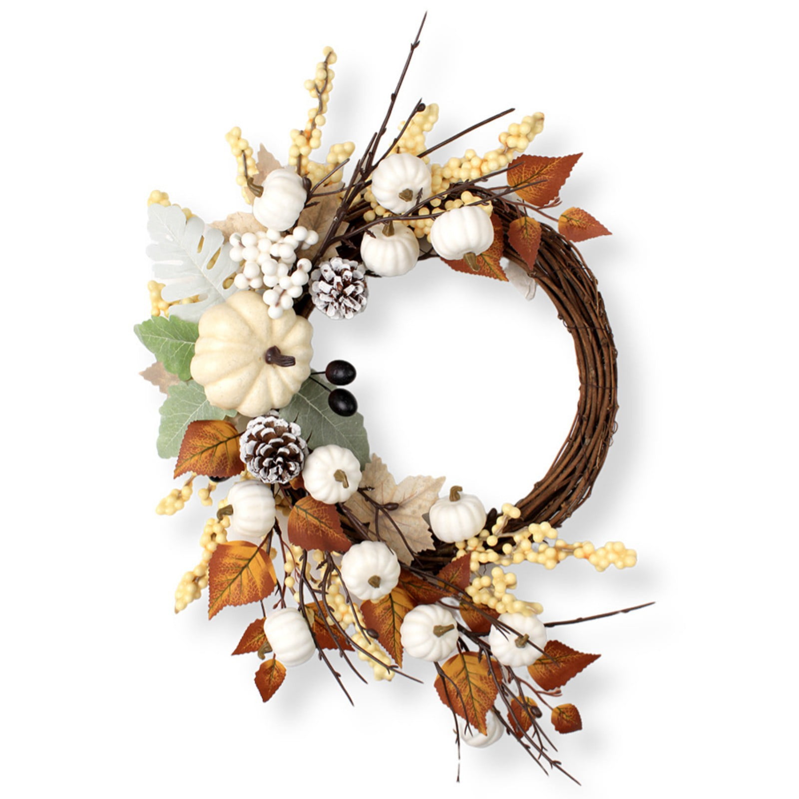 Fall Wreaths for Front Door - 23 Inch Mini Pumpkins Berries Wreath ...