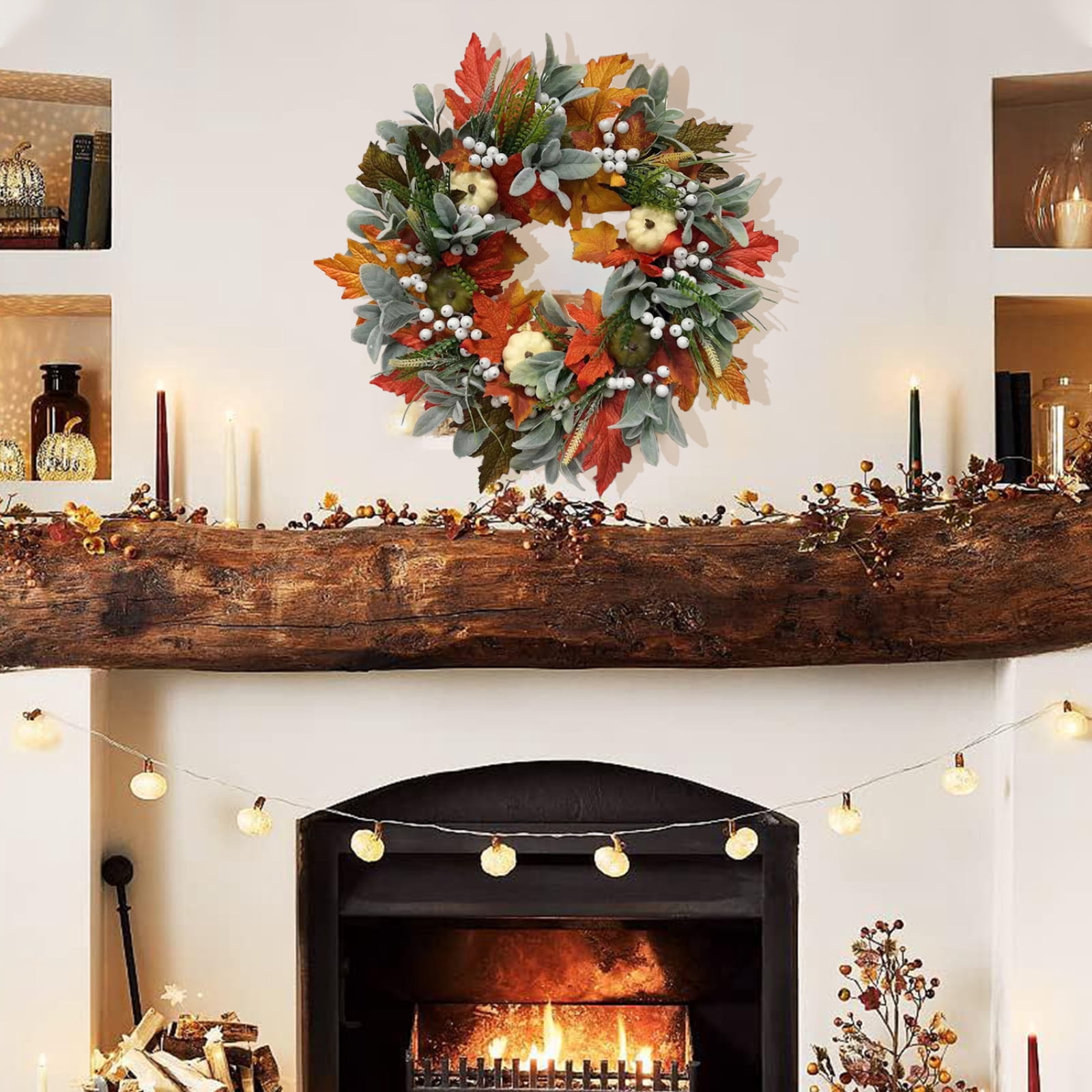 Fall Wreaths for Front Door Autumn Door Wreath 22 inch with Pumpkins ...