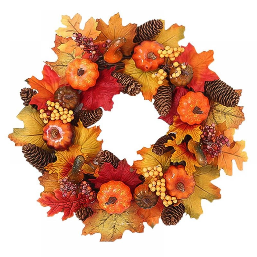 Fall Wreaths for Front Door Outside, 17 Inch Autumn Wreath with ...