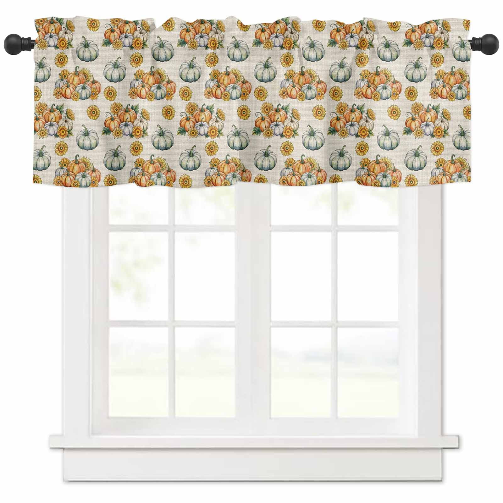 Fall Yellow Sunflowers Valances for Windows Farmhouse Kitchen Curtains ...