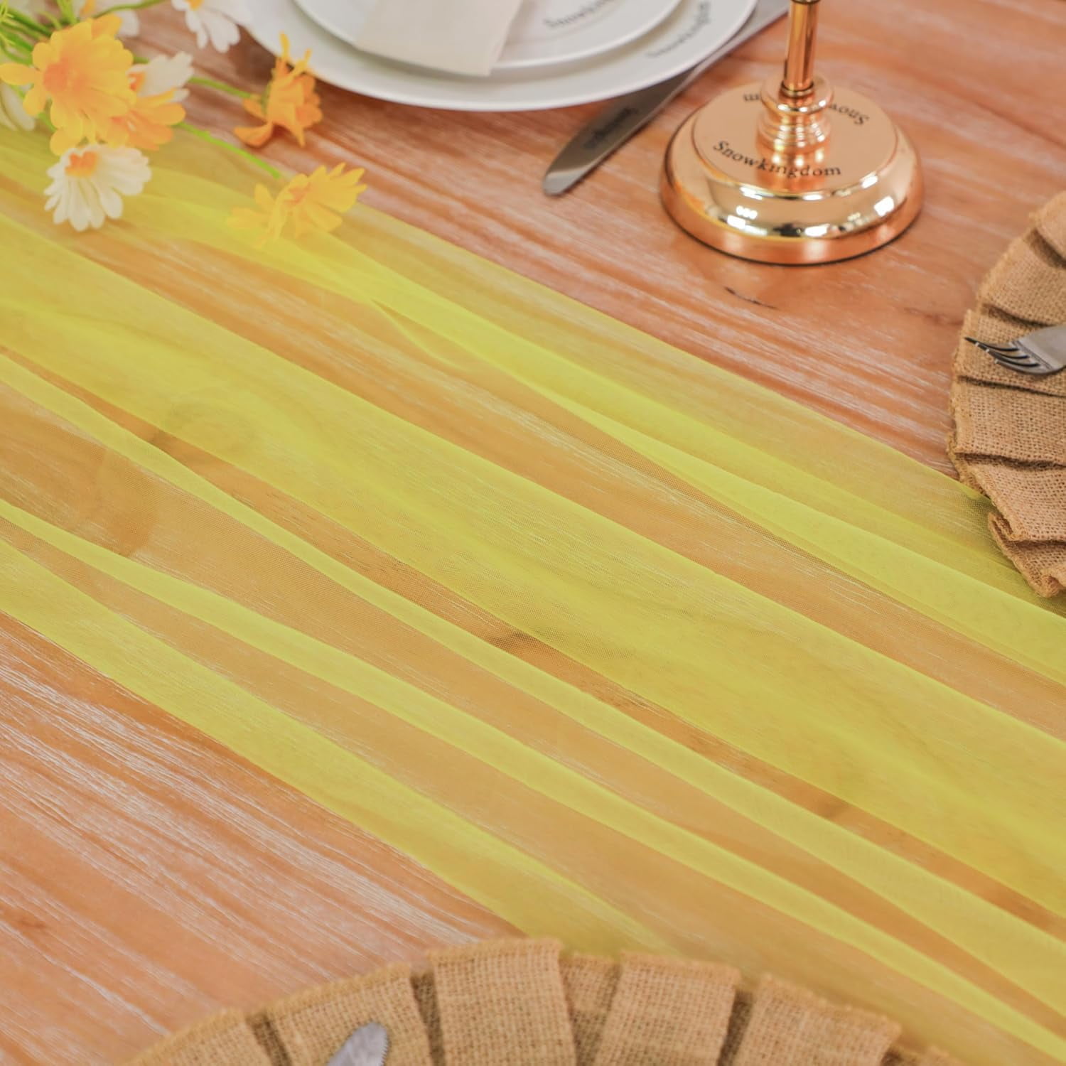 Fall Yellow Table Runner, 10FT Light Yellow Gauze Chiffon Sheer ...