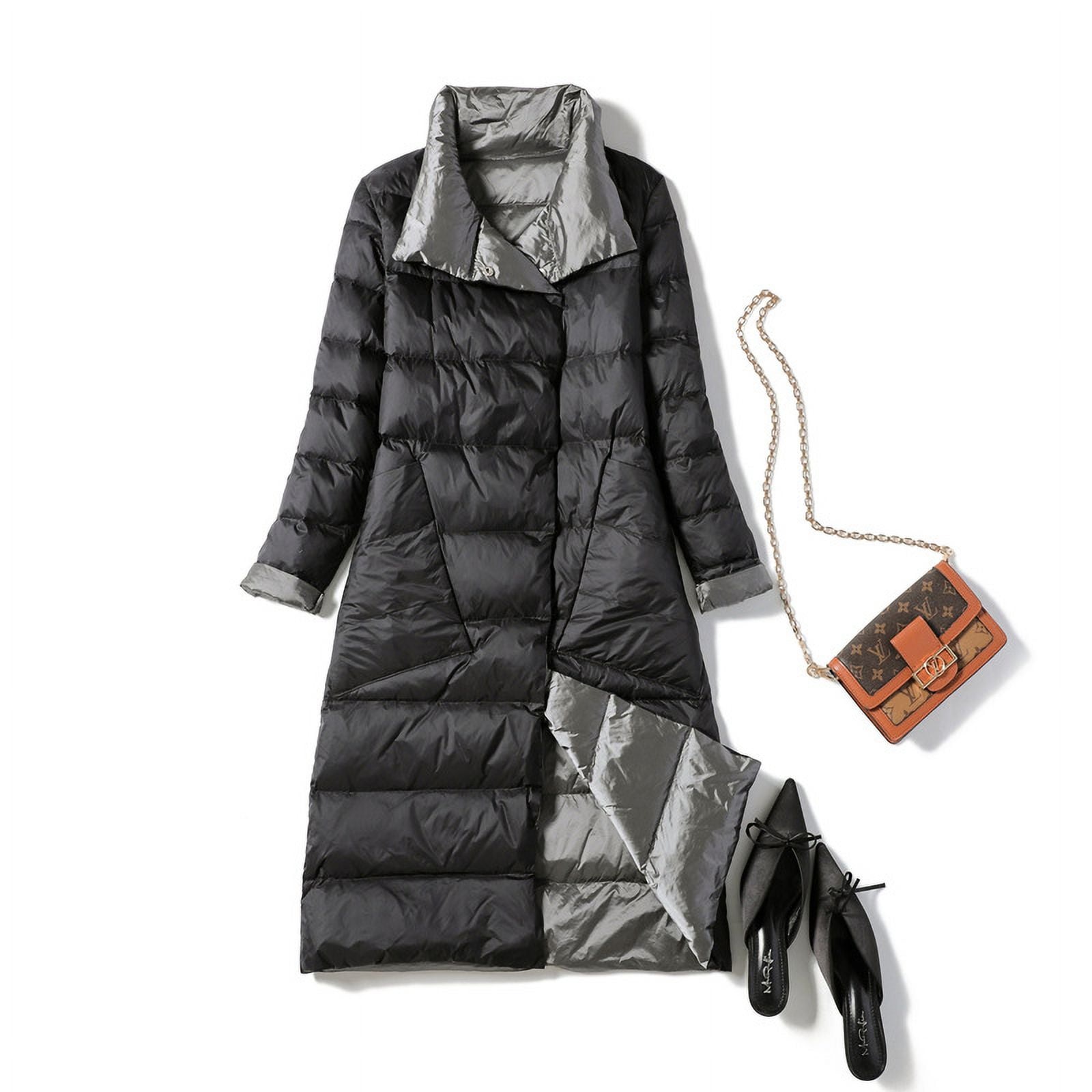 Fall and Winter Reversible Flip Light Down Jacket Women's Micro Slim ...